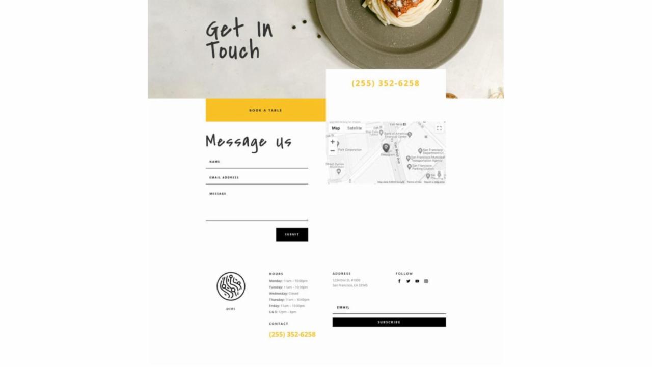 ET - Italian Restaurant Contact Page