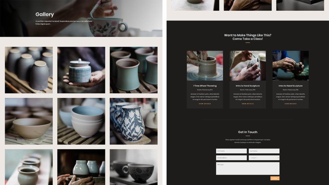 ET - Pottery Studio Gallery page